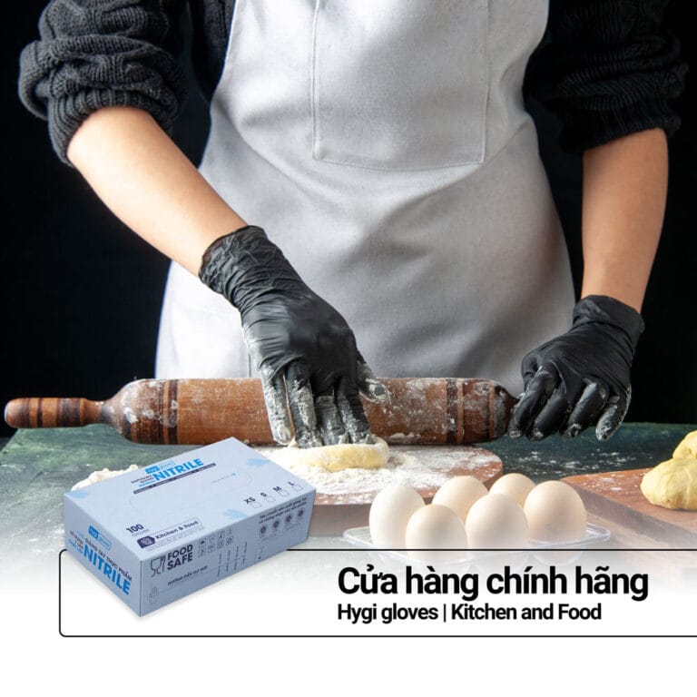 Găng tay thực phẩm Nitrile Hygi, màu Đen, 100 chiếc - hygi.vn